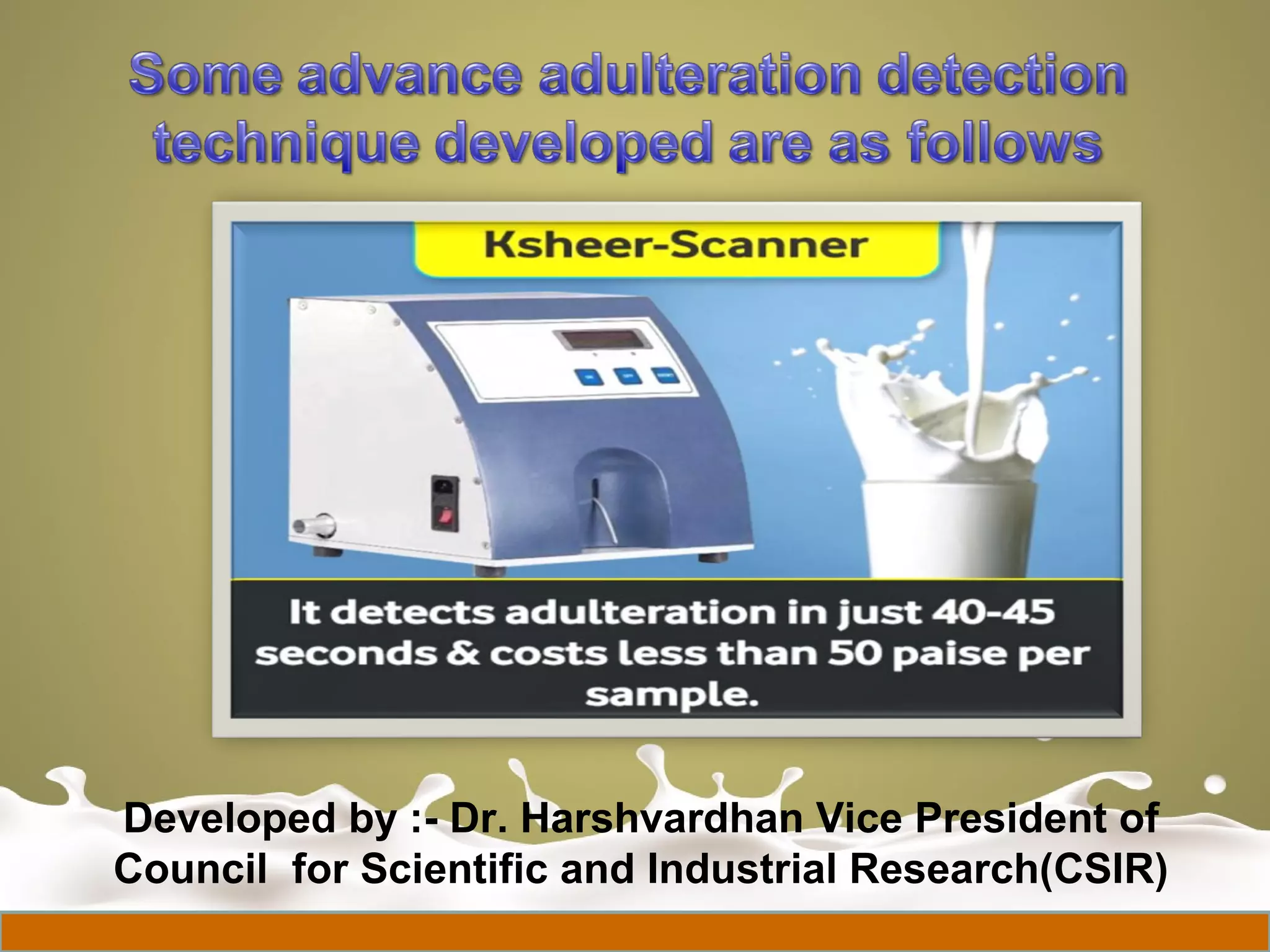 Adulteration And Detection Test On Milk Ppt