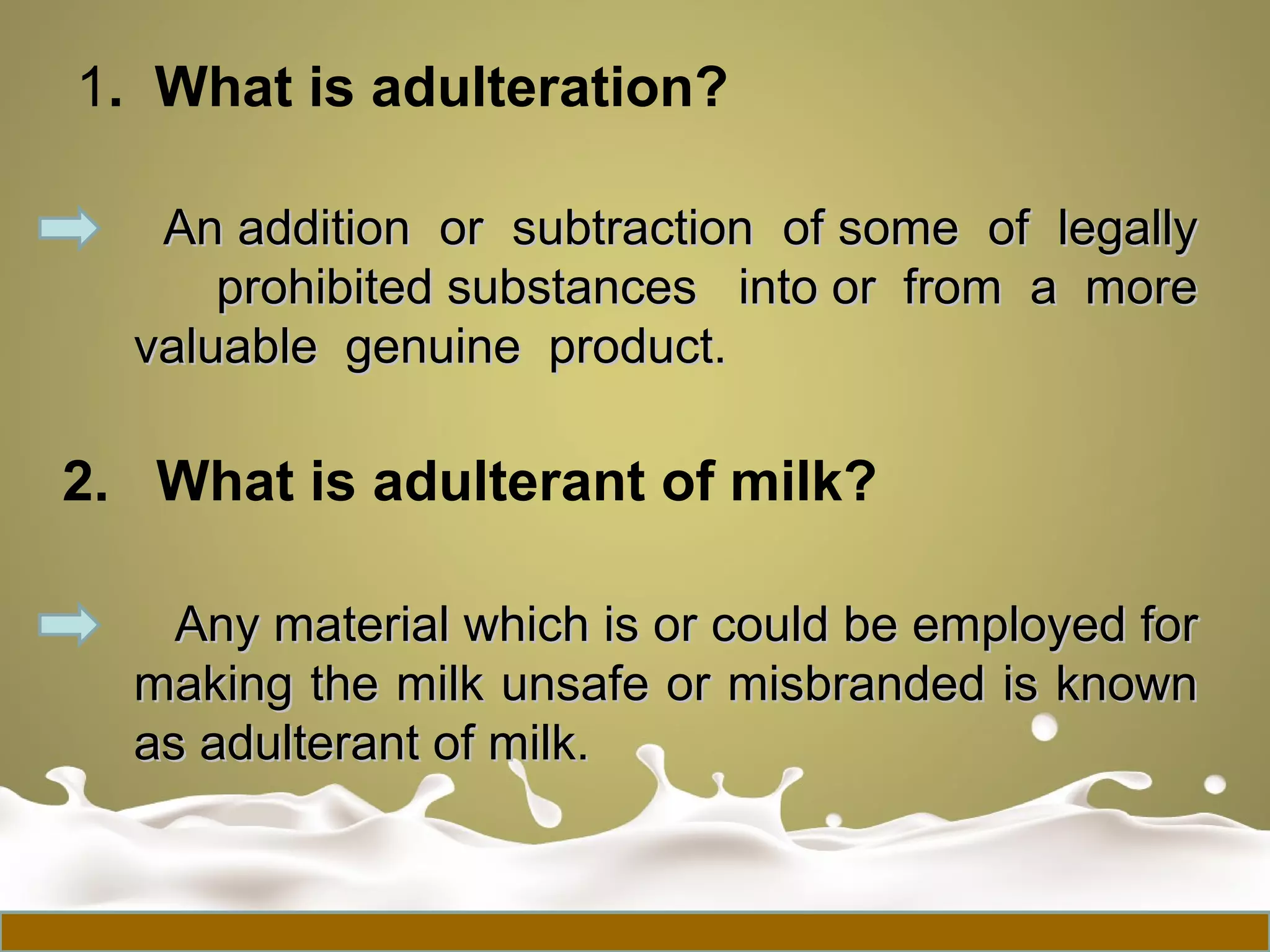 adulteration & Detection test on milk | PPT