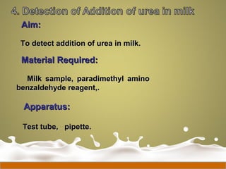 adulteration & Detection test on milk | PPT