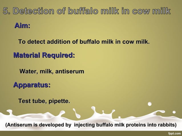 Adulteration And Detection Test On Milk Ppt