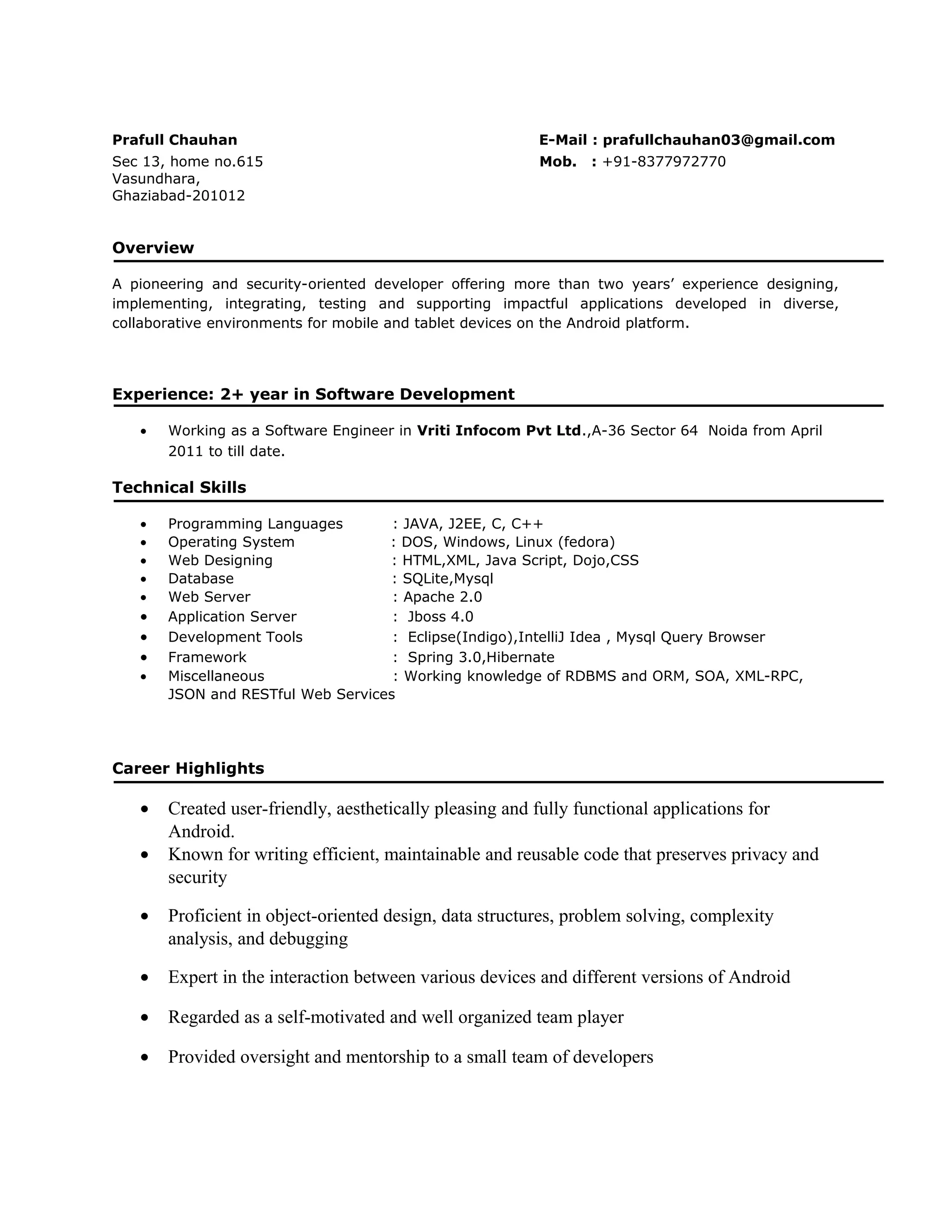 Prafull resume | DOC