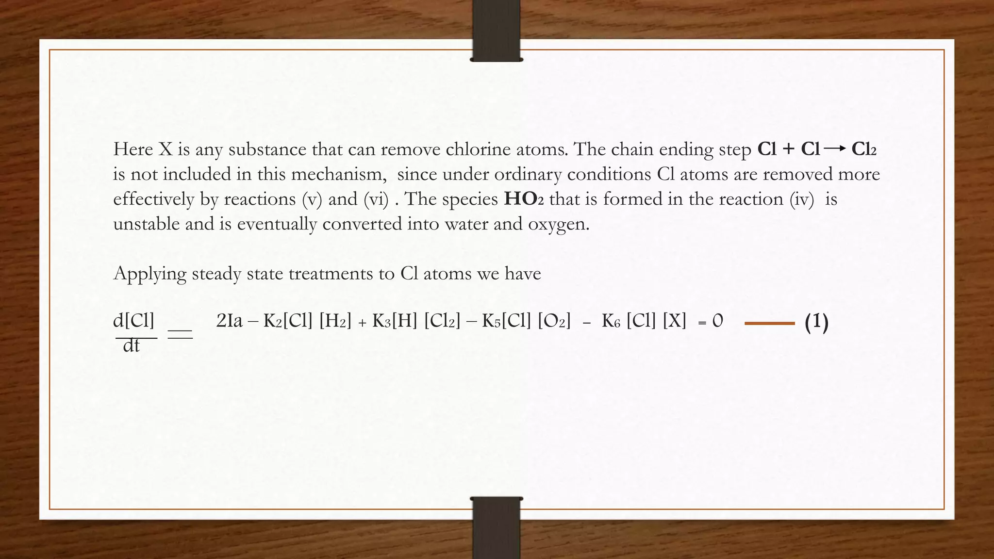Hydrogen - Chlorine Chain Reaction | PPTX