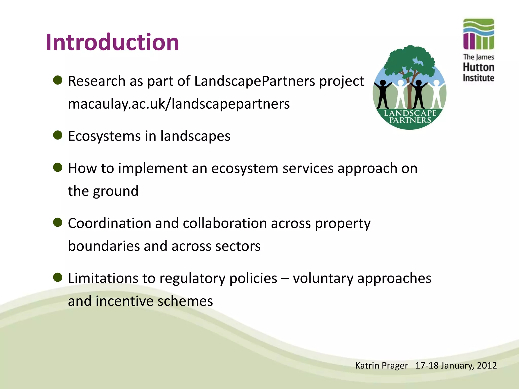 Promoting cross-boundary collaboration for ecosystem service management ...