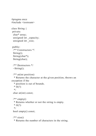 #pragma once#include iostreamclass String { private .docx | Programming Languages | Computing