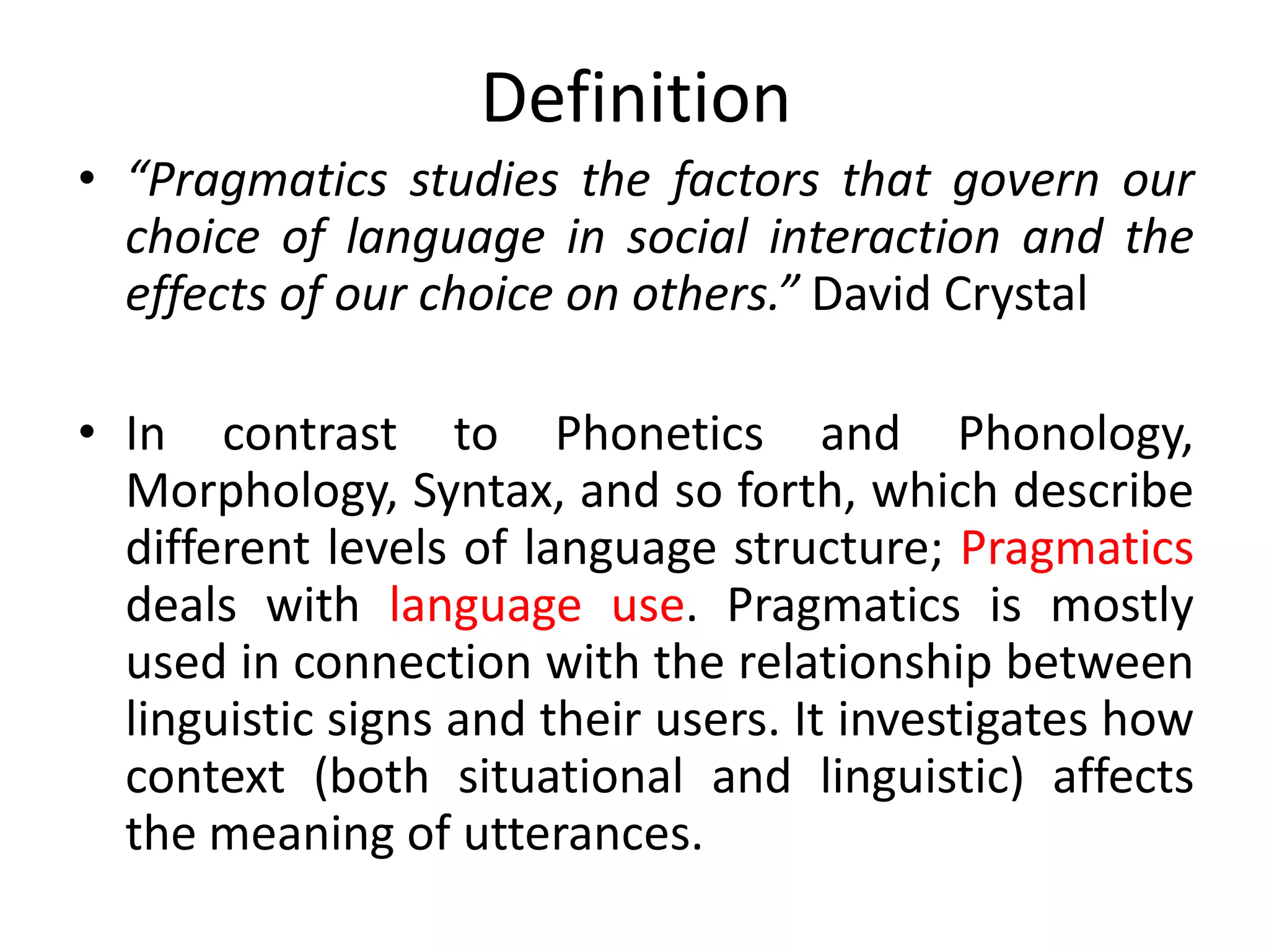 Pragmatic linguistics» | PPTX