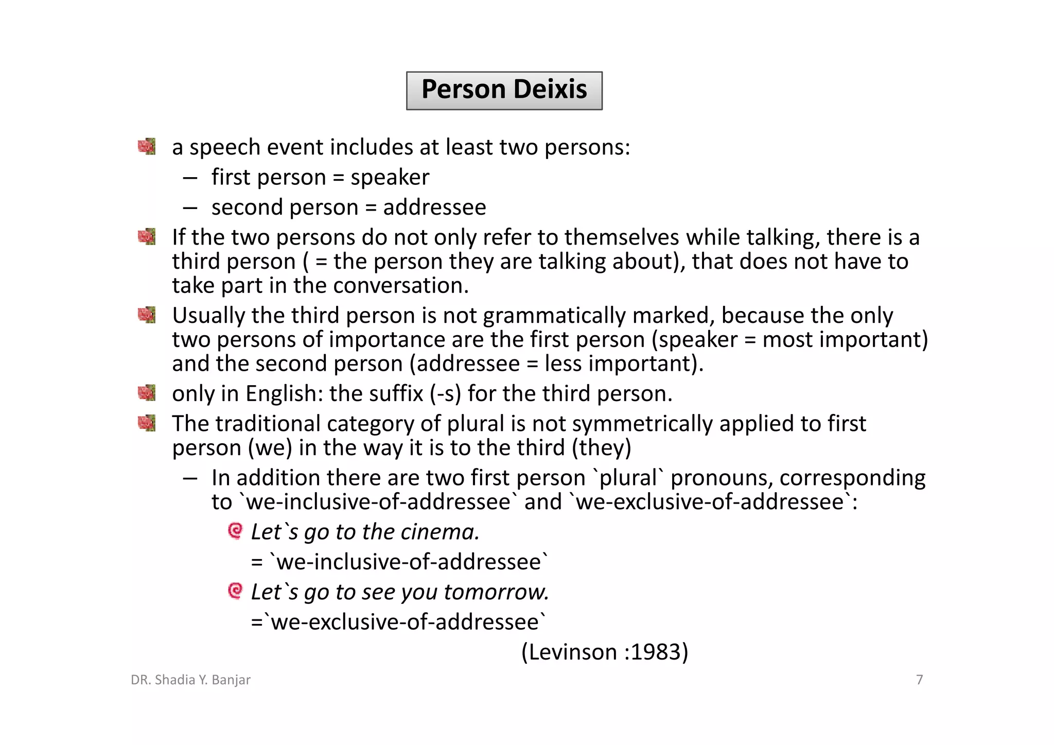 Pragmatics: Deixis And Distance By Dr.Shadia.Pptx