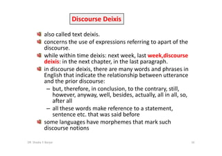 Pragmatics: Deixis And Distance By Dr.Shadia.Pptx