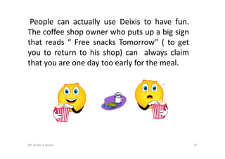 Pragmatics: Deixis And Distance By Dr.Shadia.Pptx