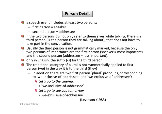 Pragmatics: Deixis And Distance By Dr.Shadia.Pptx