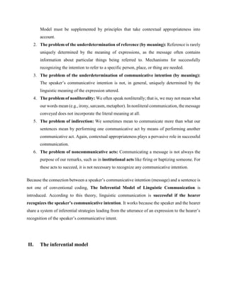 PRAGMATICS: THE MESSAGE MODEL & INFERENTIAL MODEL AS THE MODELS OF ...