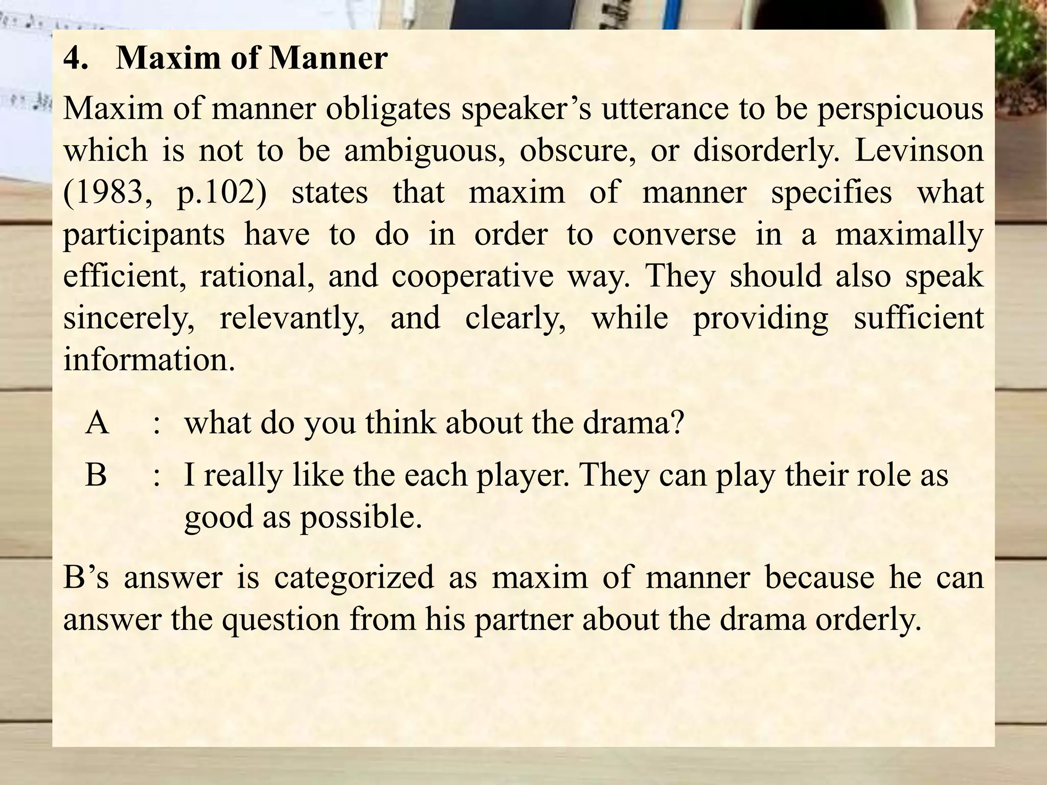 PRAGMATICS: COOPERATIVE PRINCIPLES | PPT