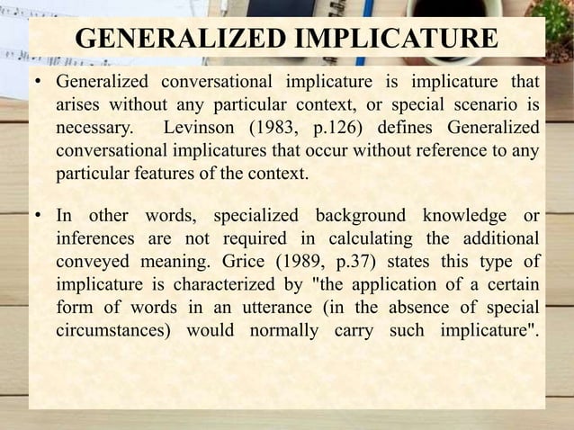 PRAGMATICS: CONCEPT OF IMPLICATURE | PPT