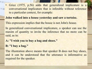 PRAGMATICS: CONCEPT OF IMPLICATURE | PPT