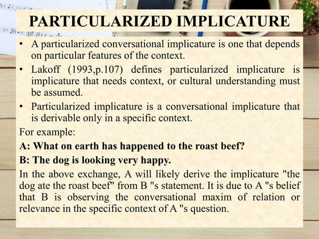 PRAGMATICS: CONCEPT OF IMPLICATURE | PPT