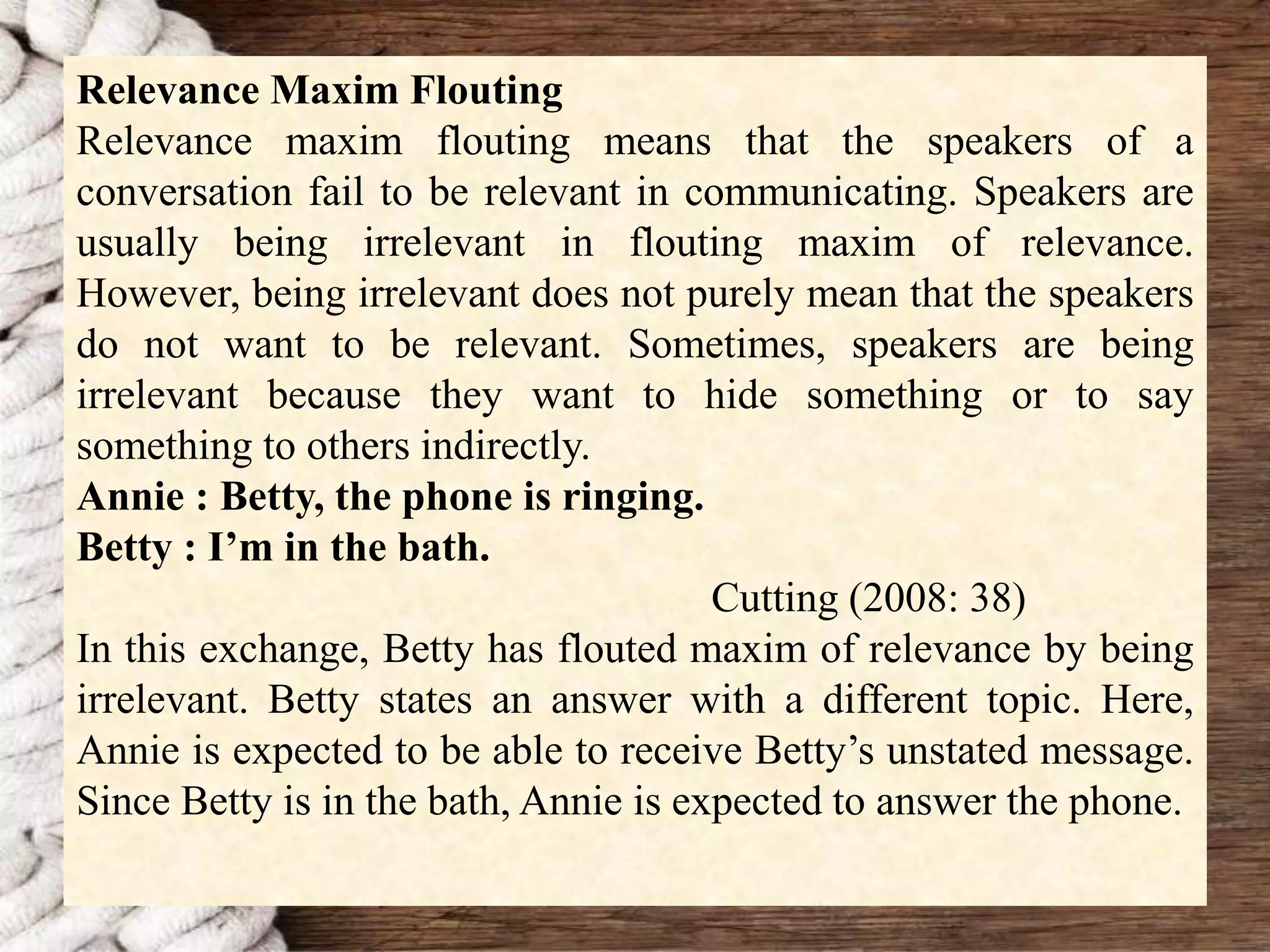 PRAGMATICS: MAXIM FLOUTING | PPT