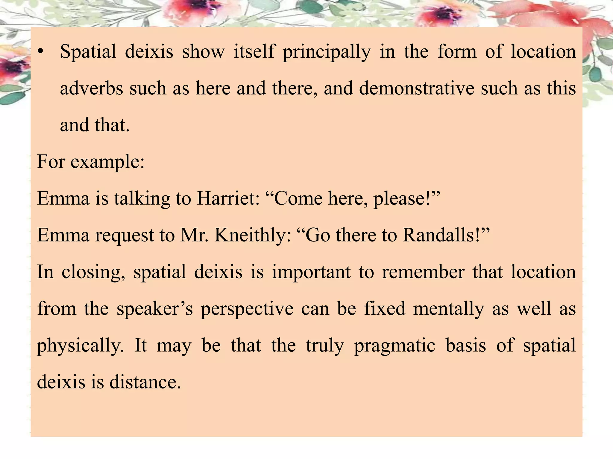 Pragmatics: Deixis | PPT