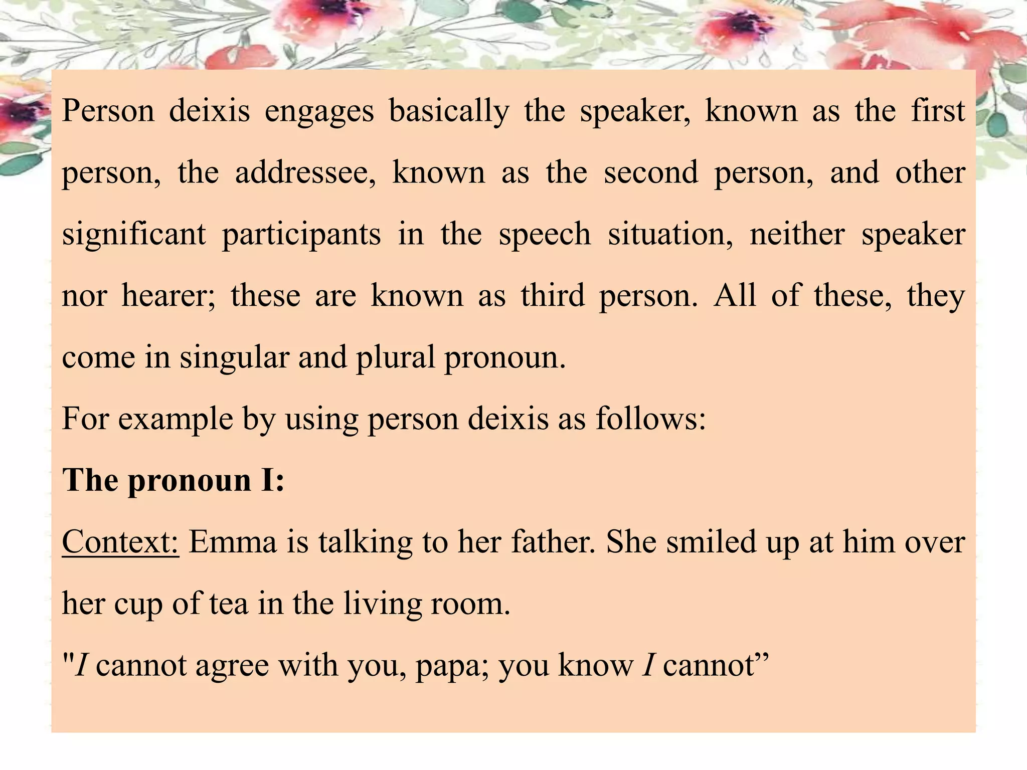 Pragmatics: Deixis | PPT