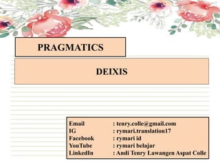 Pragmatics: Deixis | PPT