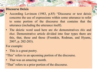 Pragmatics: Deixis | PPT