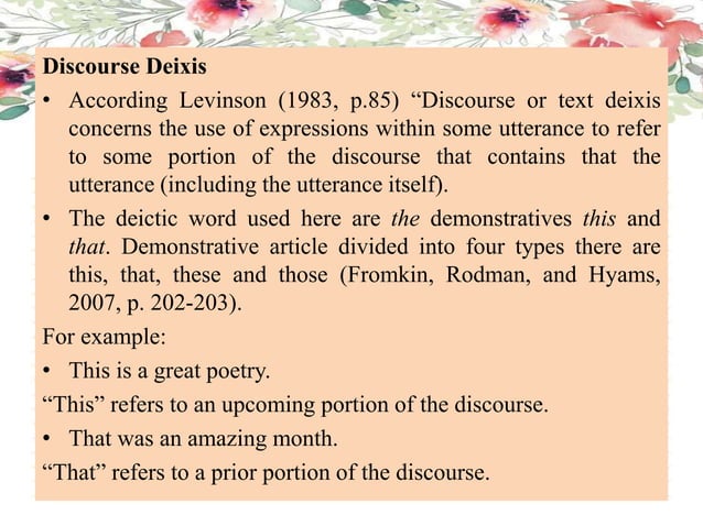 Pragmatics: Deixis | PPT