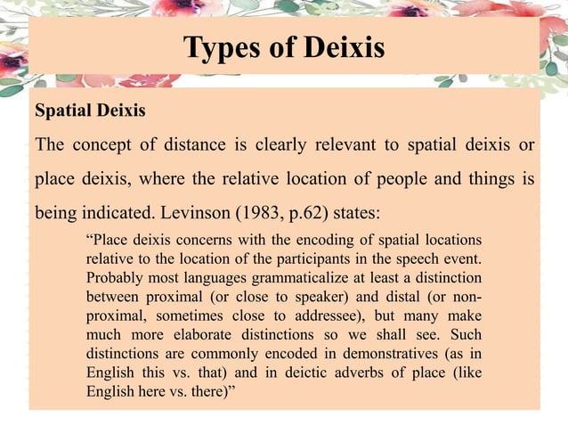 Pragmatics: Deixis | PPT