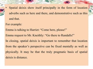 Pragmatics: Deixis | PPT
