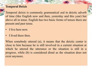 Pragmatics: Deixis | PPT