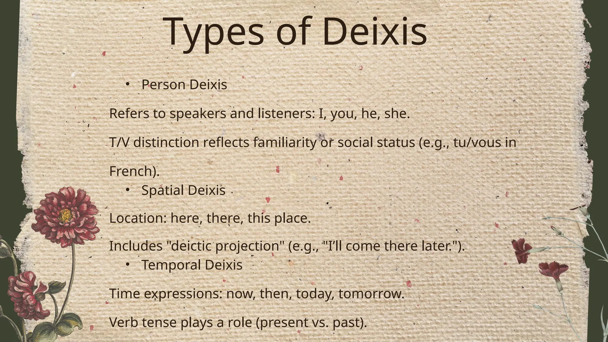 A presentation on Deixis (Pragmatics ) pptx file | PPT