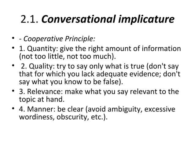 Pragmatics implicature | PPT