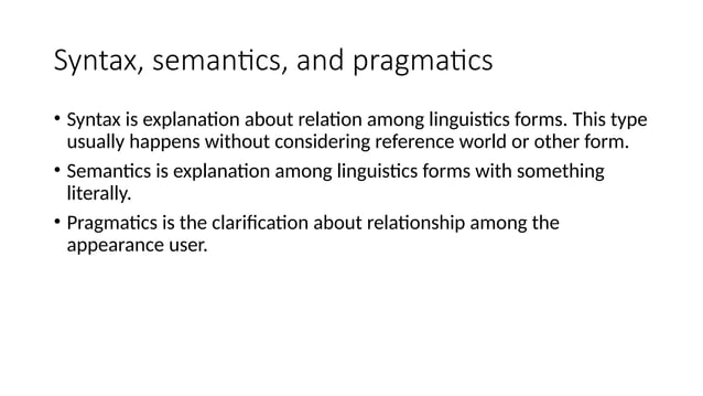 Basic Theory of PRAGMATICS for Language learner | PPT