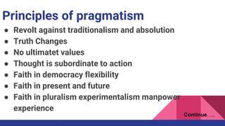 Western school of philosophy (Pragmatism) | PPTX