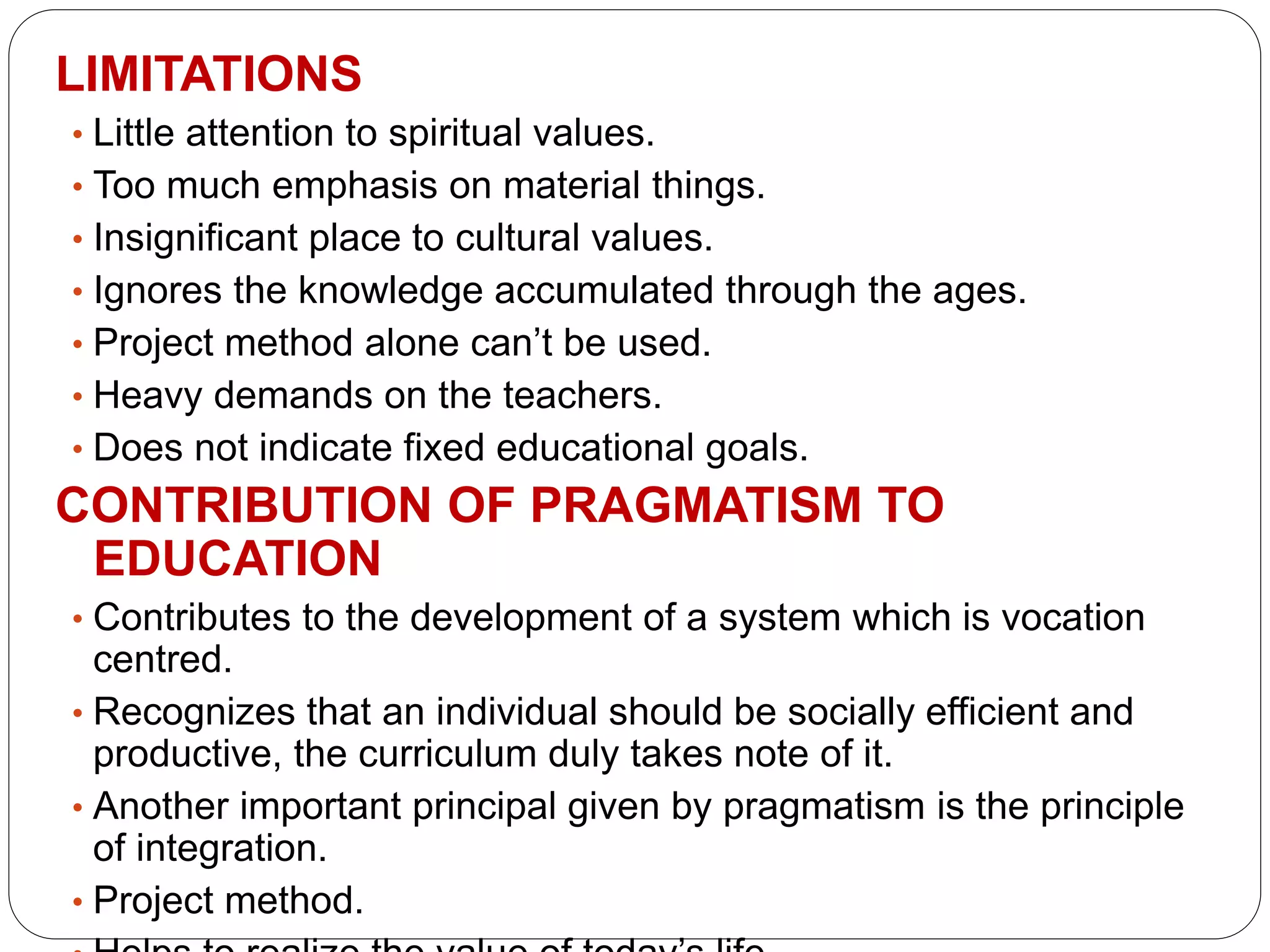 Pragmatism in education | PPTX