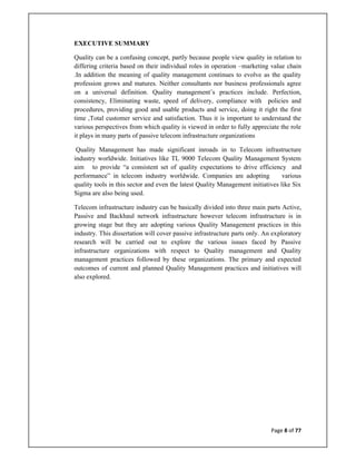QUALITY MANAGEMENT PRACTICES USED BY TELECOM ORGANIZATIONS,quality in ...