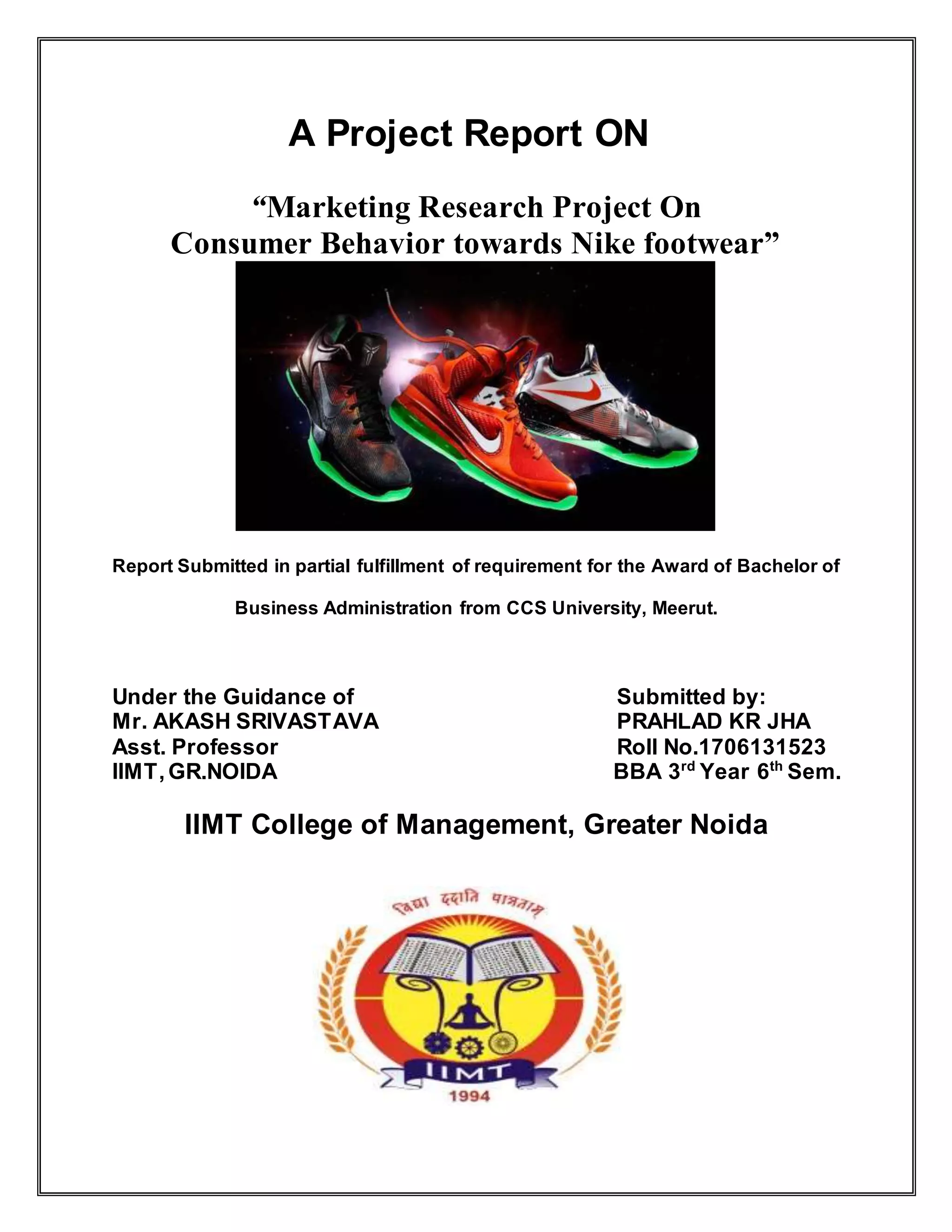 Project -Marketing research project on consumer behaviour towards nike ...