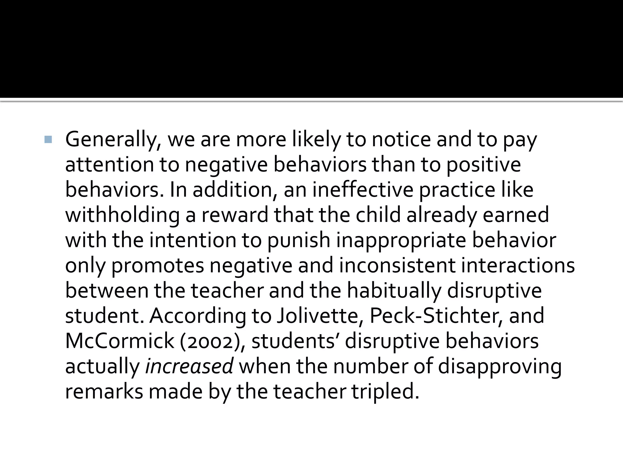 Improving Student Behavior Giving Praise and Encouragement | PPT