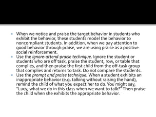 Improving Student Behavior Giving Praise and Encouragement | PPT