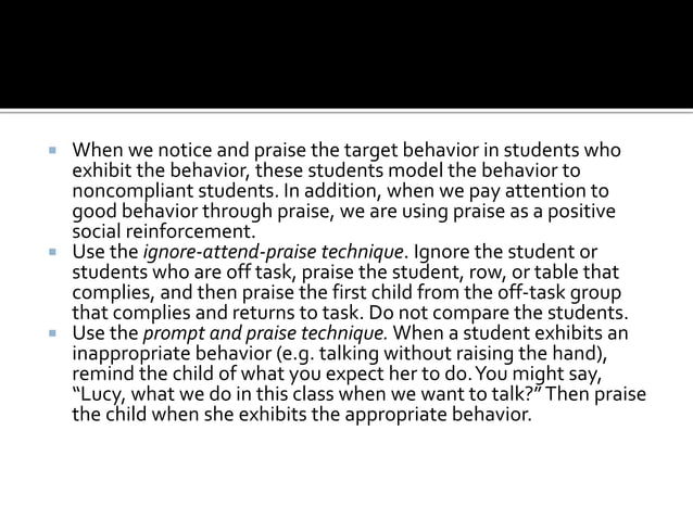 Improving Student Behavior Giving Praise and Encouragement | PPT