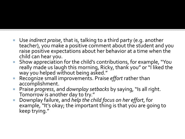 Improving Student Behavior Giving Praise and Encouragement | PPT