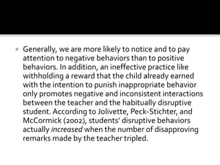 Improving Student Behavior Giving Praise and Encouragement | PPT