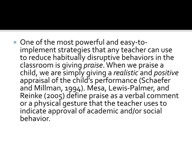 Improving Student Behavior Giving Praise and Encouragement | PPT