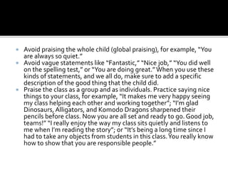 Improving Student Behavior Giving Praise and Encouragement | PPT