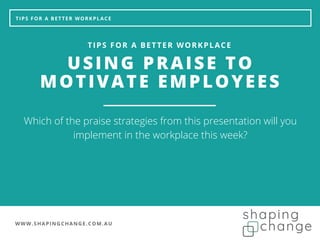 Using Praise to Motivate Employees | PDF | Resume Writing and Advice ...