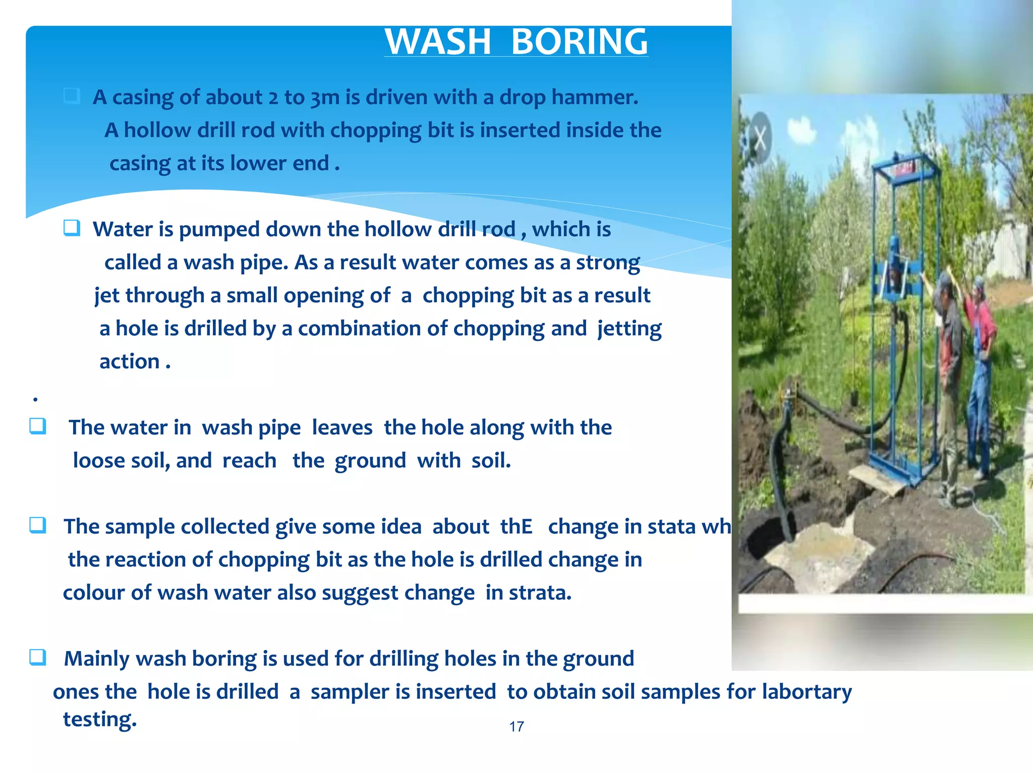 methods of sub-surface exploration, methods of boring, number, location and depth of boring. | PPTX
