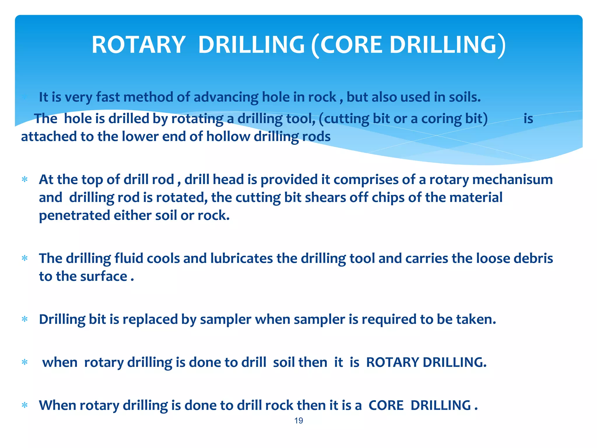 methods of sub-surface exploration, methods of boring, number, location ...