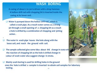 methods of sub-surface exploration, methods of boring, number, location ...