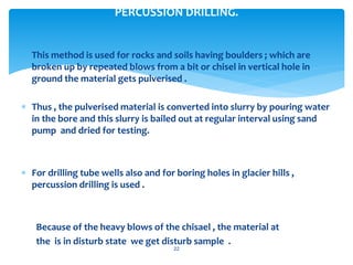 methods of sub-surface exploration, methods of boring, number, location ...