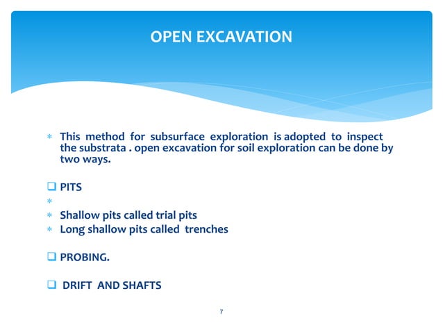 methods of sub-surface exploration, methods of boring, number, location and depth of boring. | PPTX
