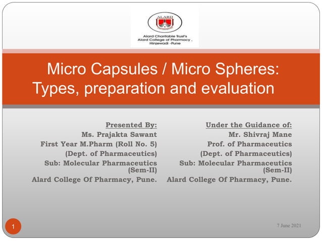 Micro Capsules / Micro Spheres | PPTX | Chemistry | Science