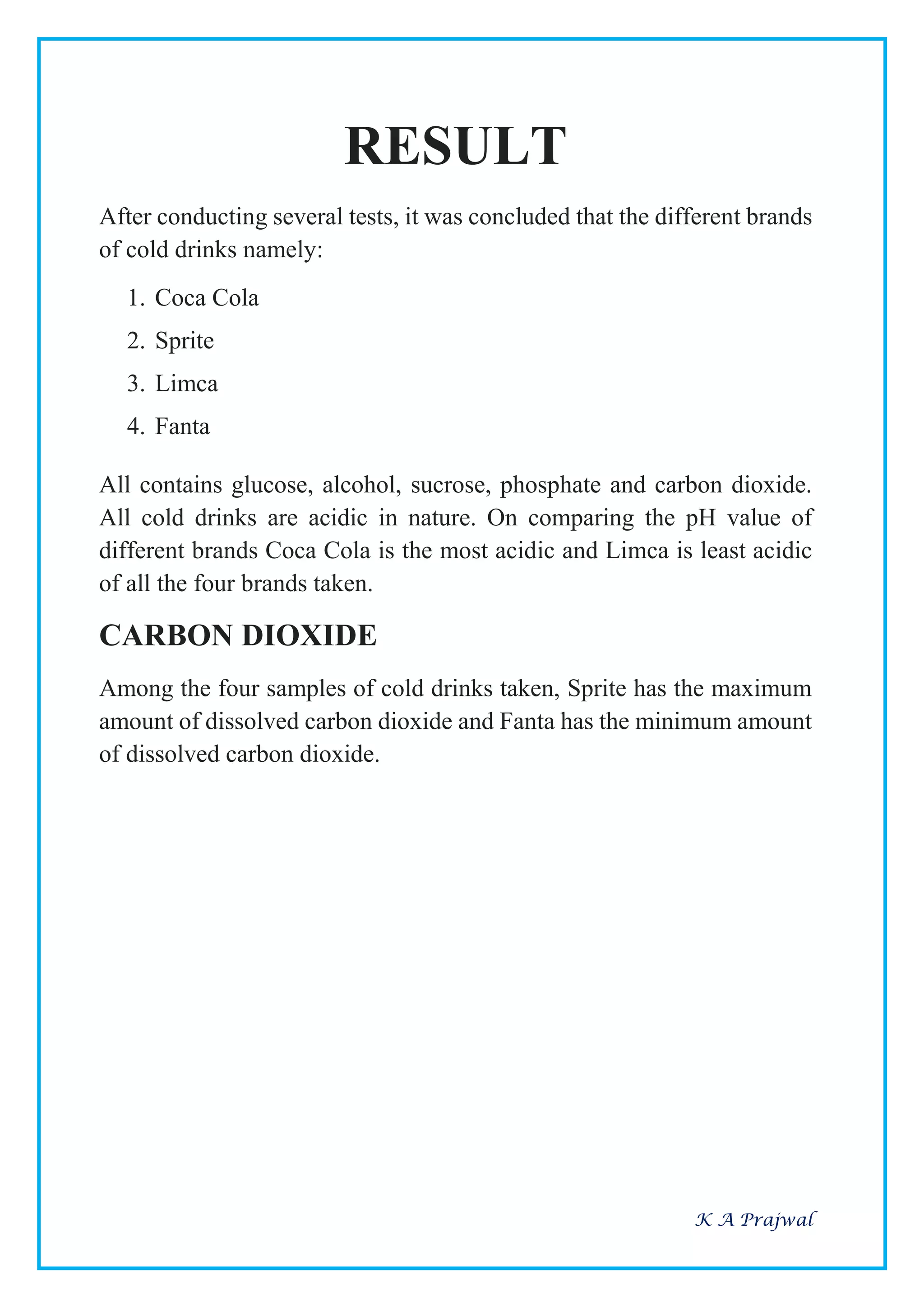 Determination of The Contents of Cold Drinks | PDF