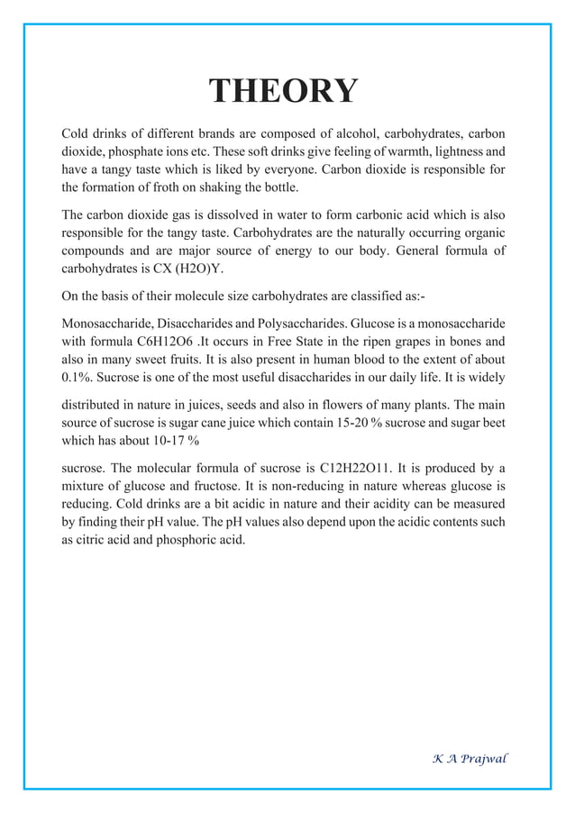 Determination of The Contents of Cold Drinks | PDF